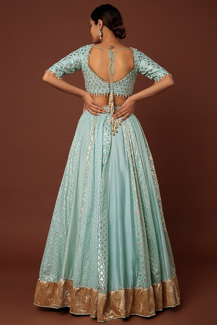 Sky Blue Hand Embroidered Wedding Lehenga Set by Mahima Mahajan at ...
