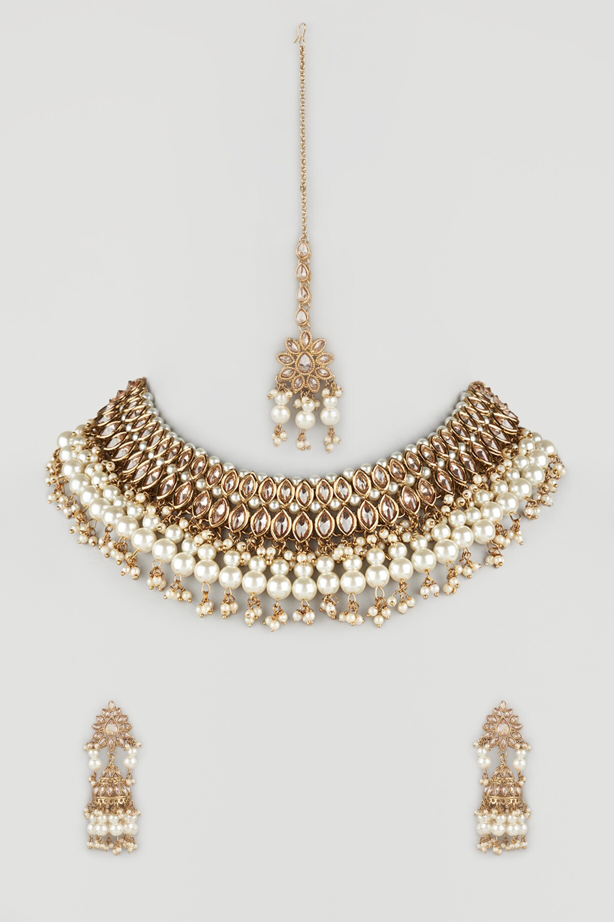 Gold Finish Kundan Polki Choker Necklace Set Design by Moh-Maya by Disha Khatri at Pernia's Pop ...