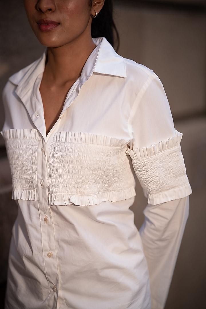 White Cotton Elasticated Shirt by Mehak Murpana at Pernia's Pop Up Shop ...