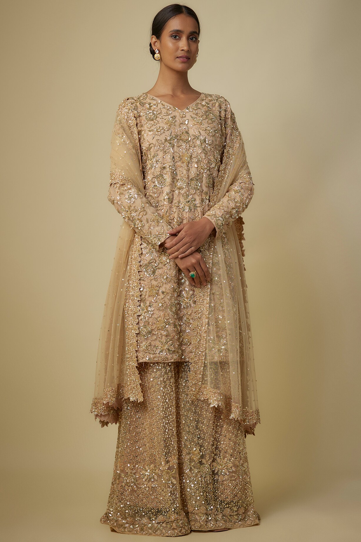 Gold Net Embroidered Sharara Set by Mehak Murpana at Pernia's Pop Up ...