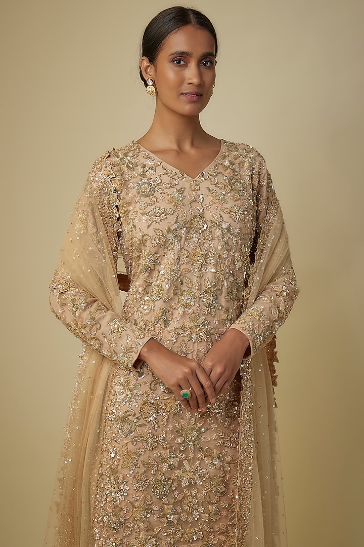 Gold Net Embroidered Sharara Set by Mehak Murpana at Pernia's Pop Up ...