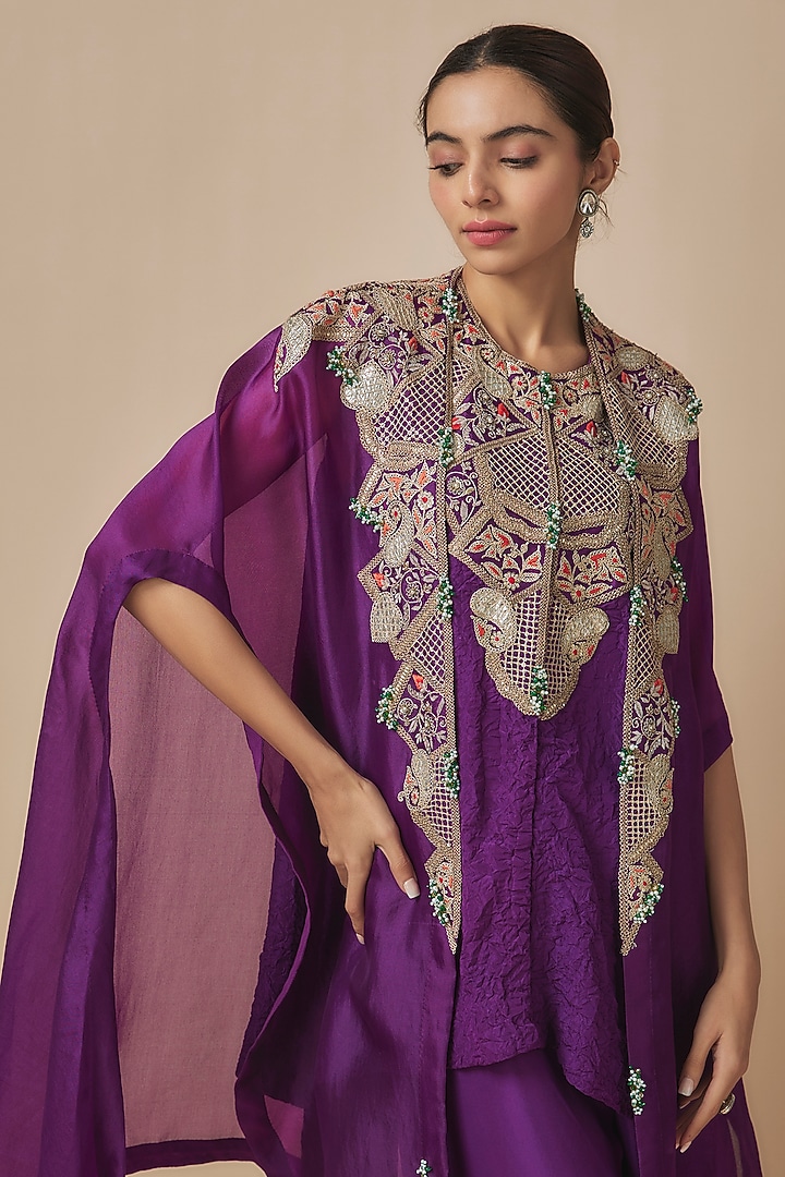 Purple Dupion Dori Work Kurta Set by Minaxi Dadoo at Pernia's Pop Up ...
