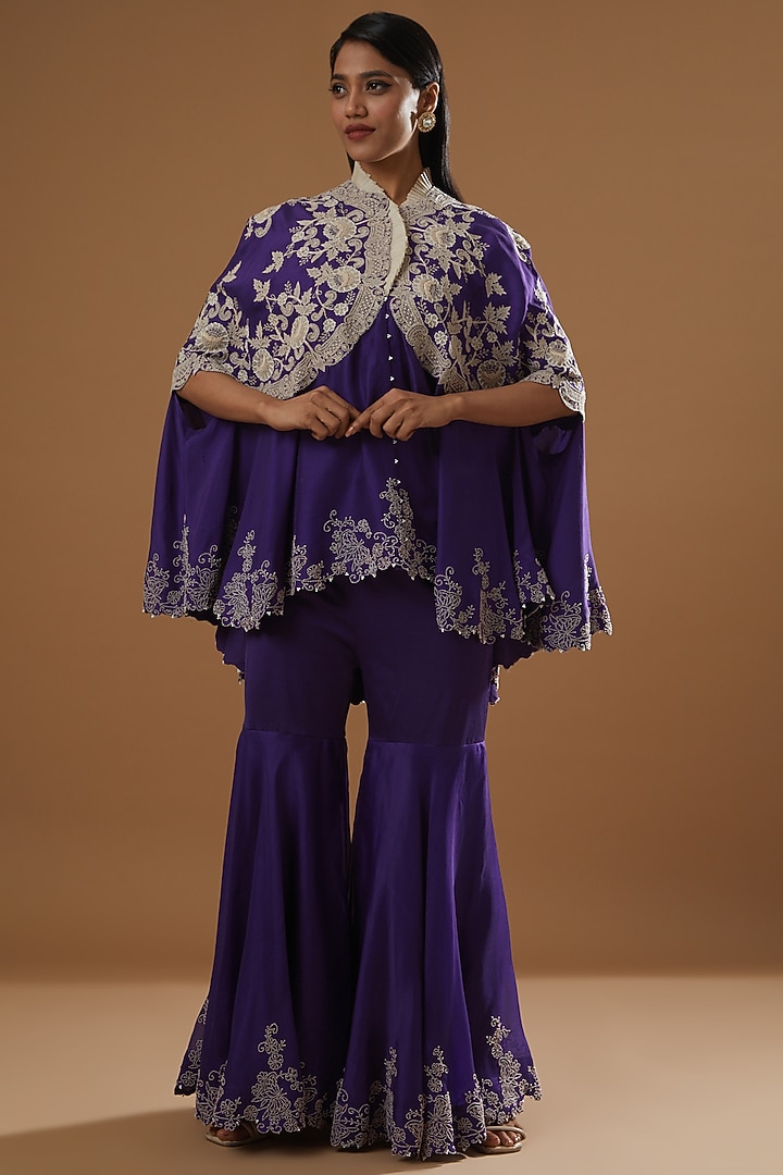 Purple Organza Gharara Set by Minaxi Dadoo at Pernia's Pop Up Shop 2025