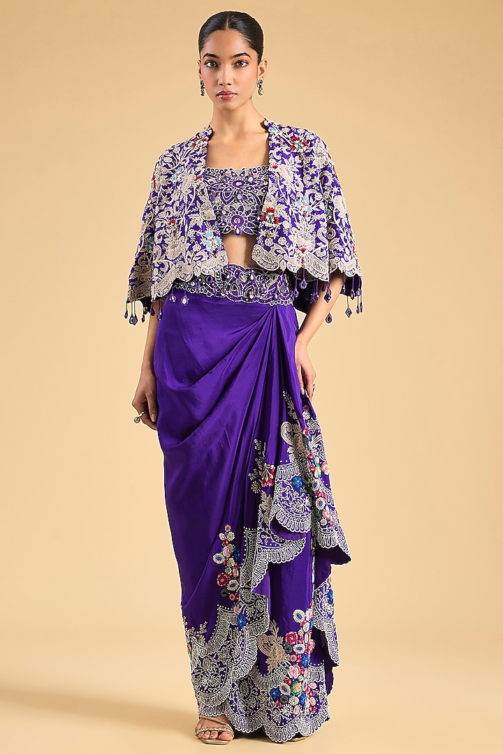 Purple Dupion Cape Set by Minaxi Dadoo at Pernia's Pop Up Shop 2026