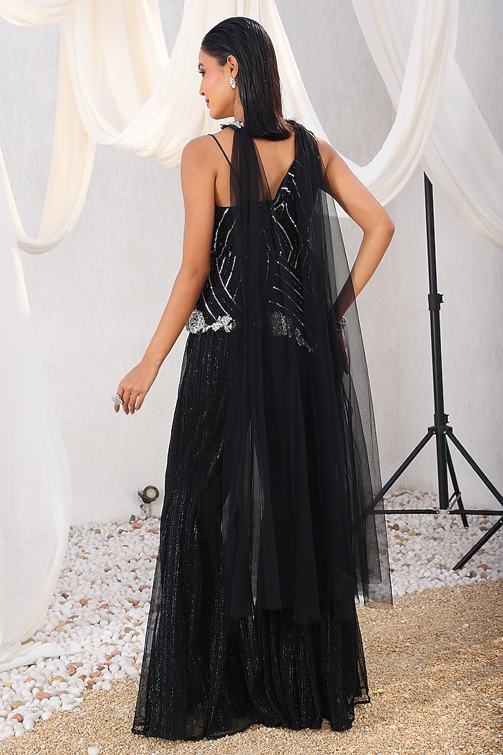 Black Lycra Chiffon Wedding Sharara Set by MeenaGurnam at Pernia's Pop ...
