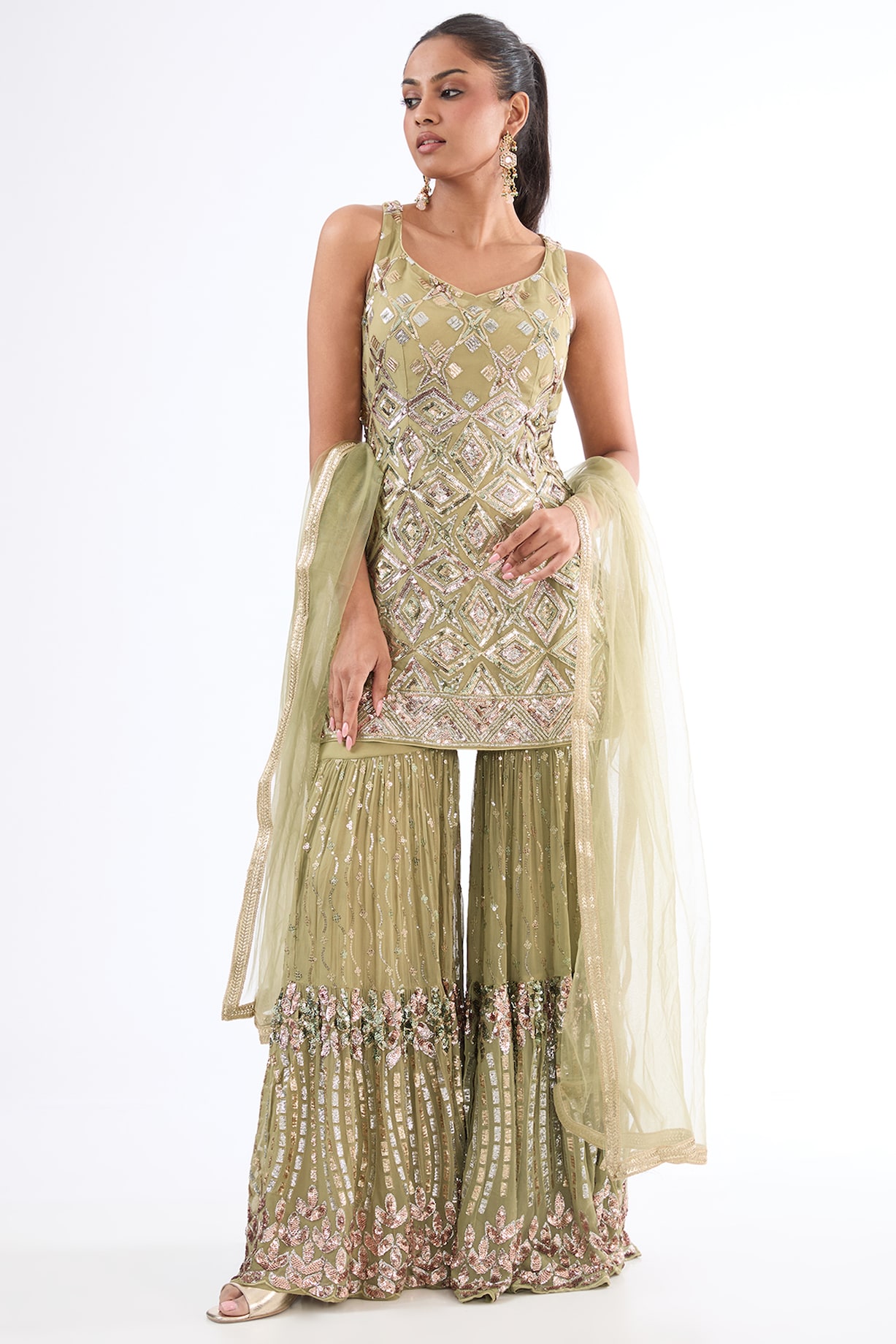 Pista Georgette Sequins Embroidered Sharara Set by MeenaGurnam at ...