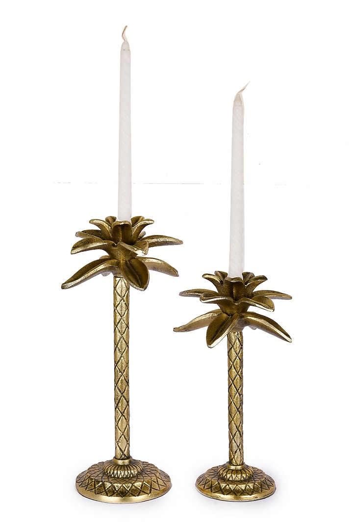 Antique Gold Palm Tree Pillar Candle Holder by Manor House at Pernia's ...
