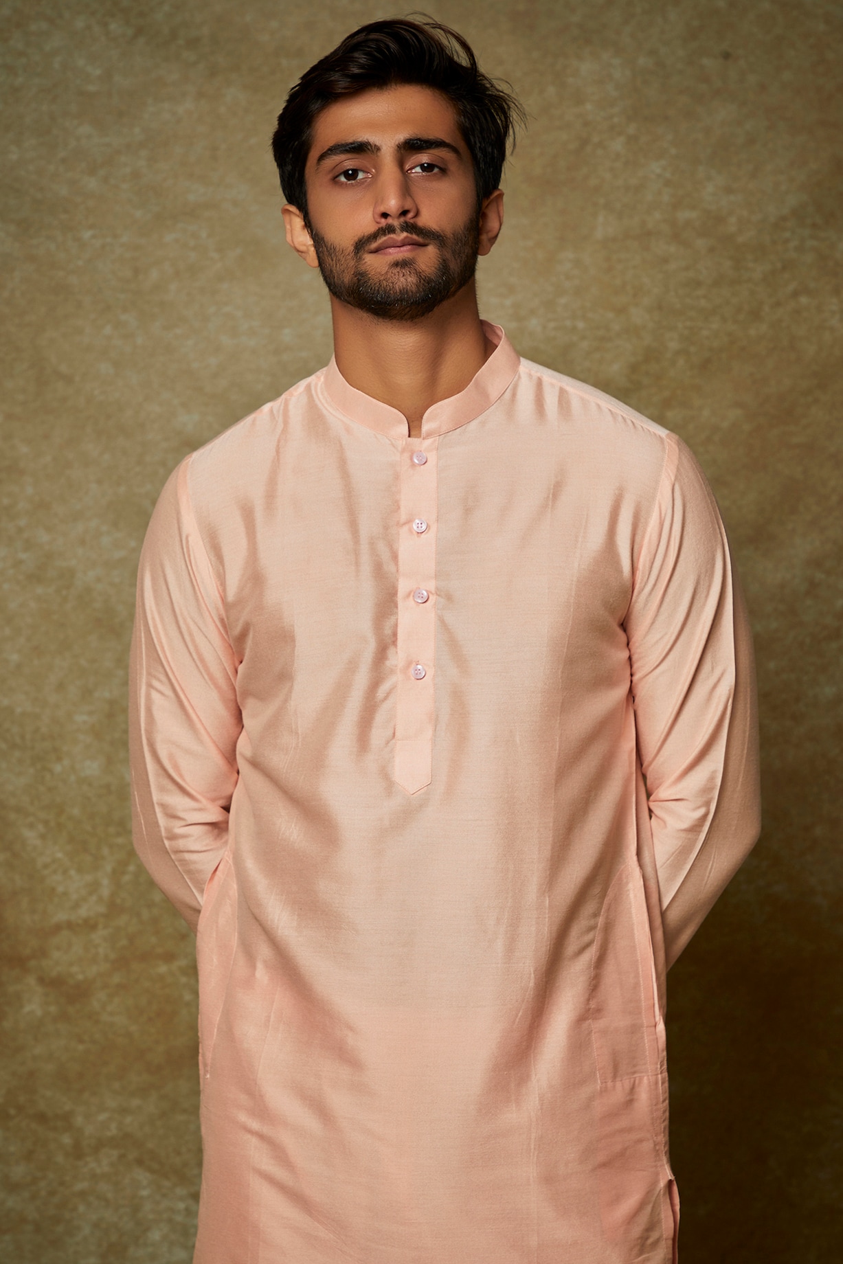 Buy Manish Nagdeo Peach Cotton Silk Kurta Set at Pernia'sPopUpShopMen 2024