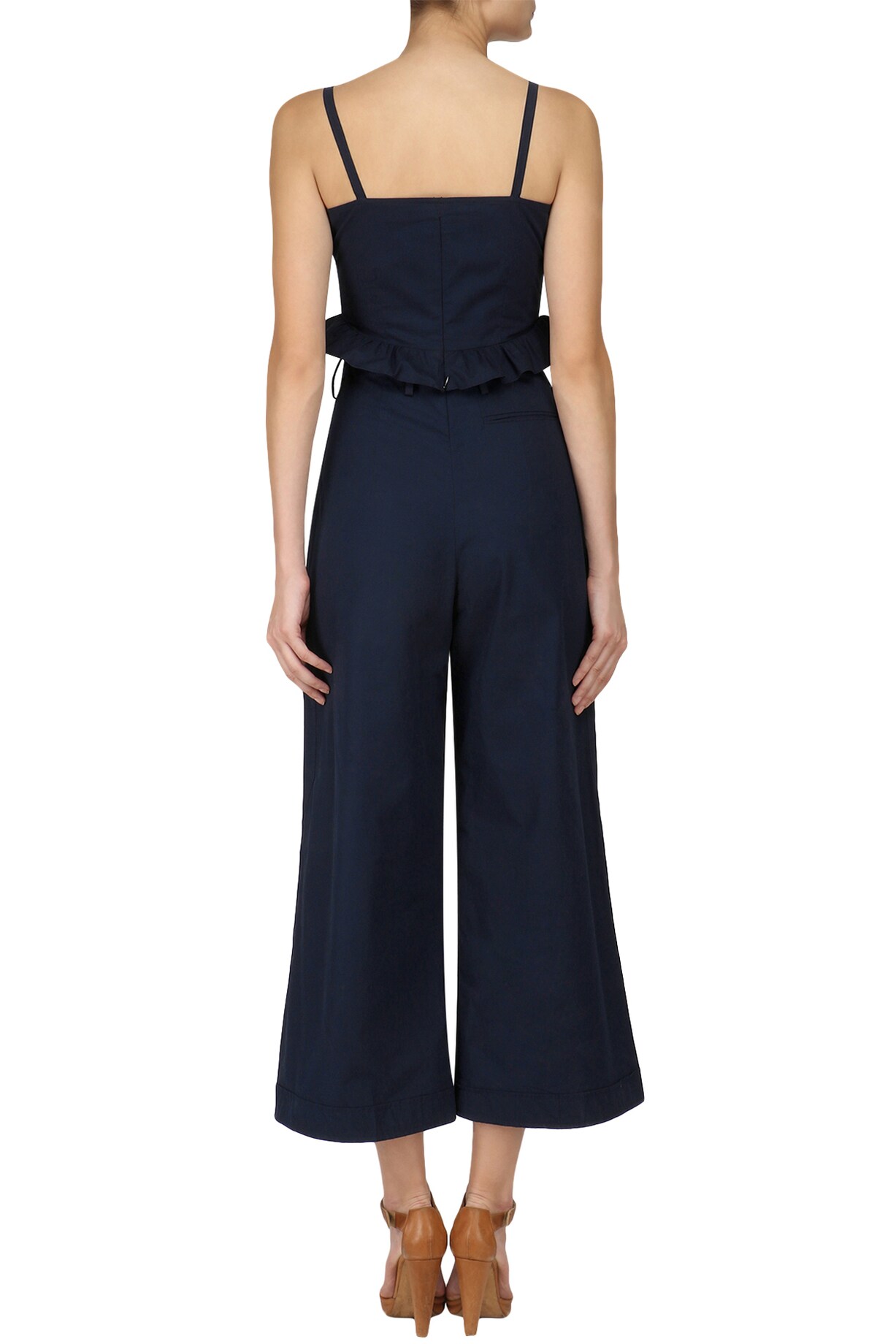 Prussian blue ruffled hem cropped top available only at Pernia's Pop Up ...