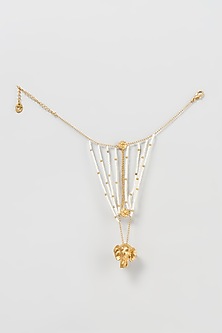 Gold Finish Pearl Beaded Head Accessory by Mine of Design at Pernia's ...