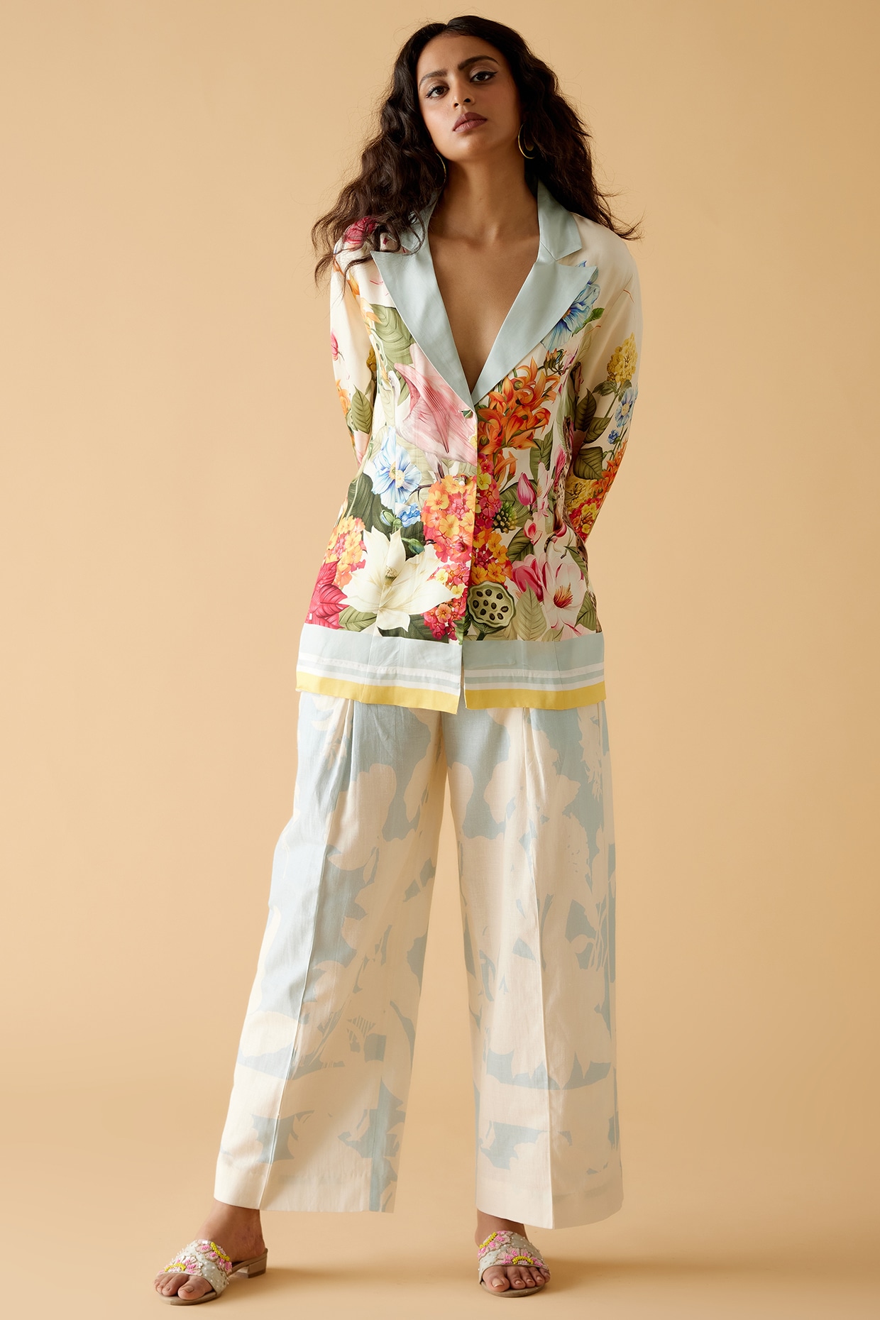 Multi-Colored Bemberg Twill Cotton Satin Co-Ord Set by MOH India at ...