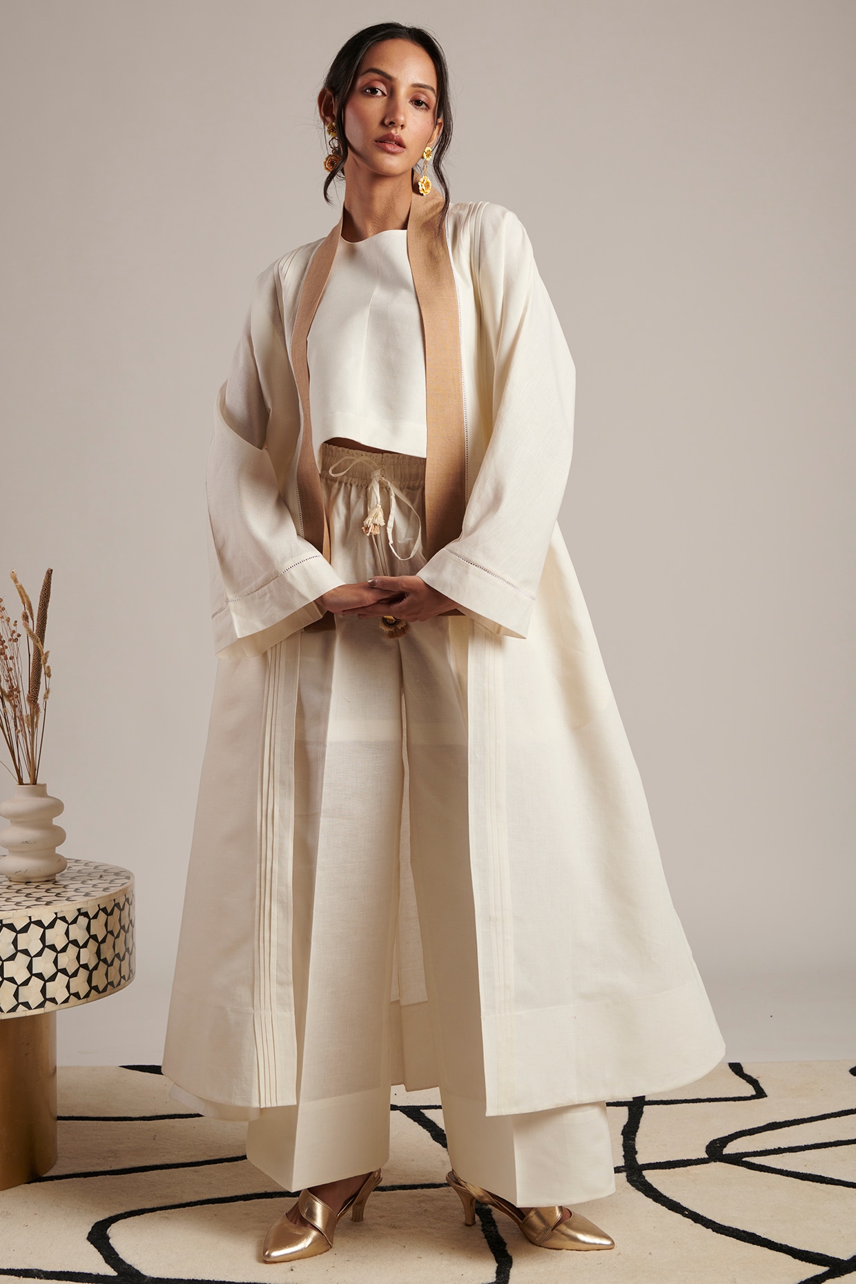 White Pure Linen Overlay by MOH India at Pernia's Pop Up Shop 2024