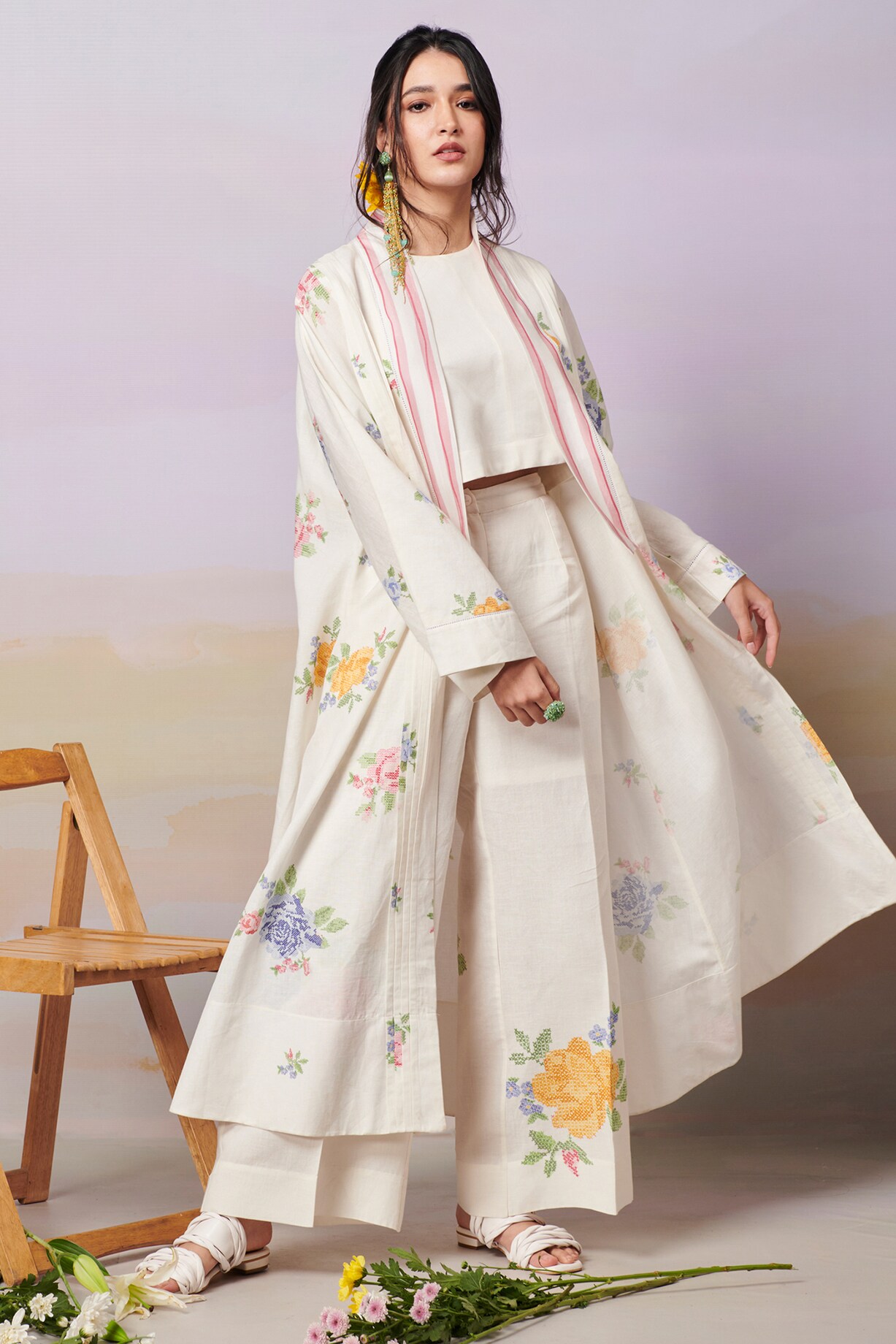 Multi-Colored Pure Linen Jacket by MOH India at Pernia's Pop Up Shop 2025