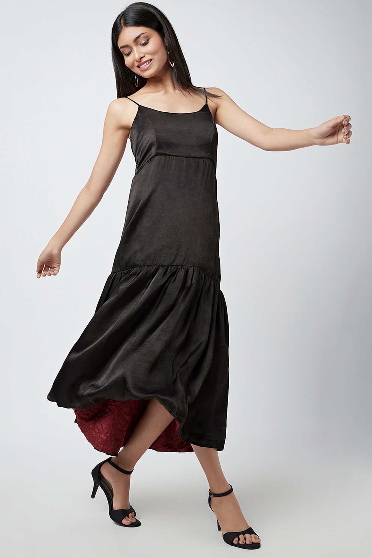 Black Silk Midi Dress by Moihno at Pernia's Pop Up Shop 2025