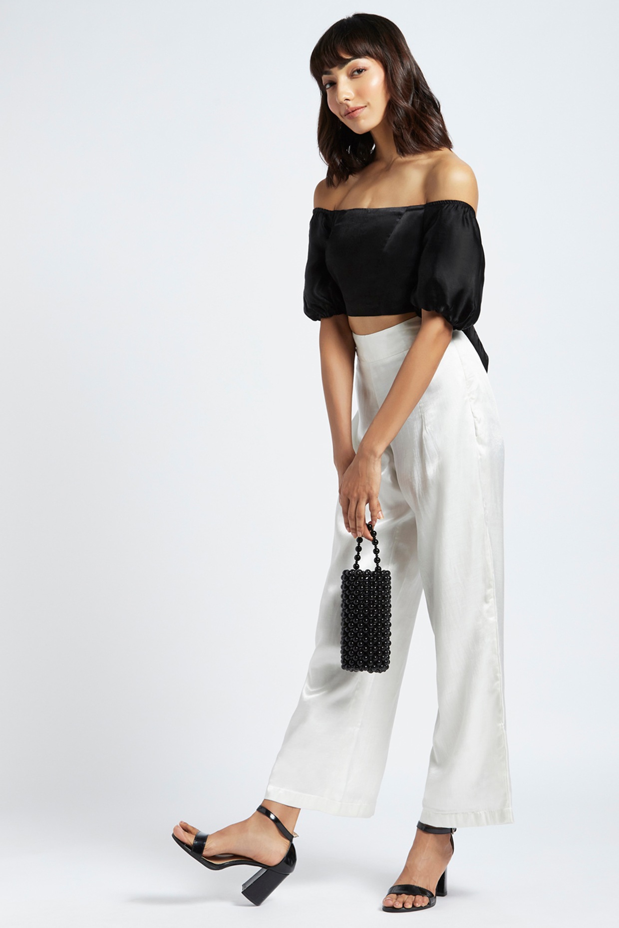 Black Gajji Silk Co-Ord Set by Moihno at Pernia's Pop Up Shop 2025