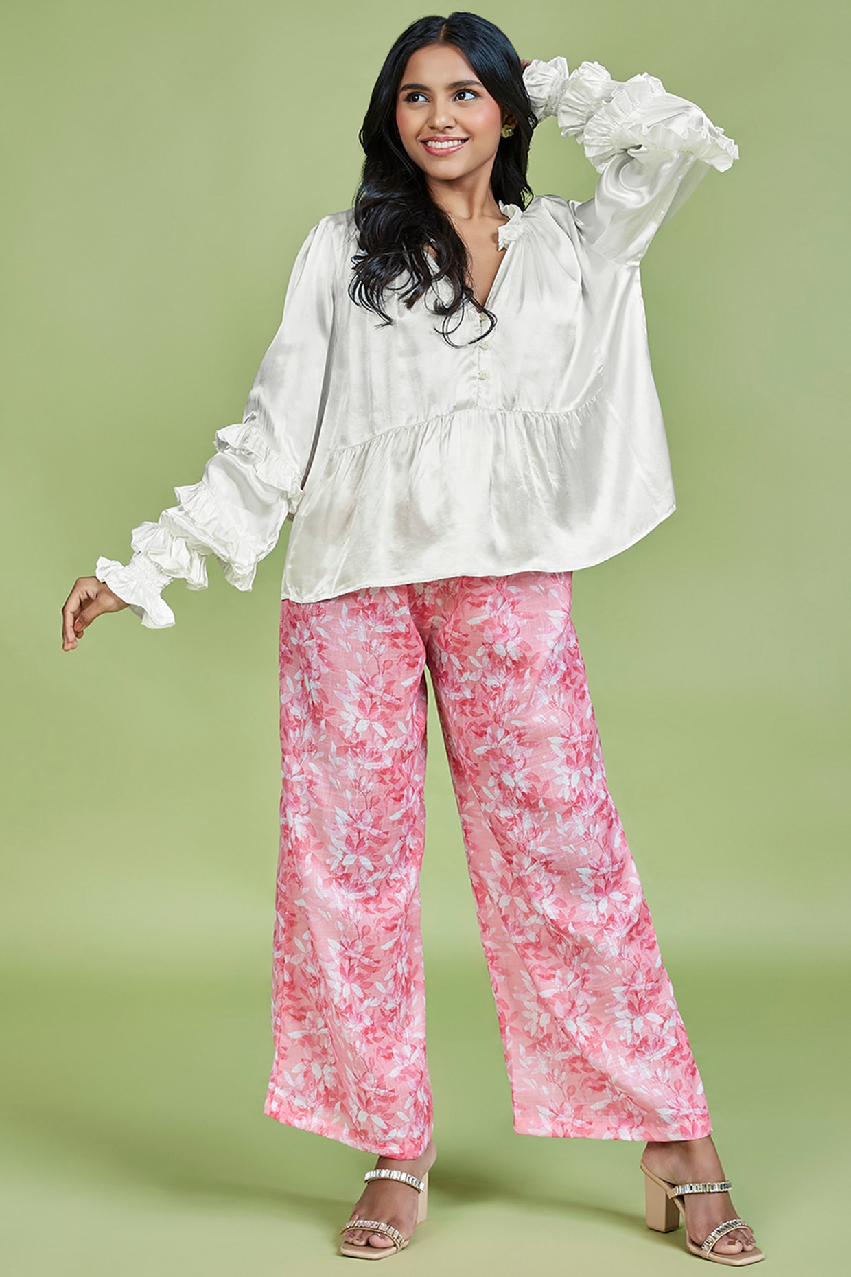 Ivory Gajji Silk Top by Moihno at Pernia's Pop Up Shop 2025