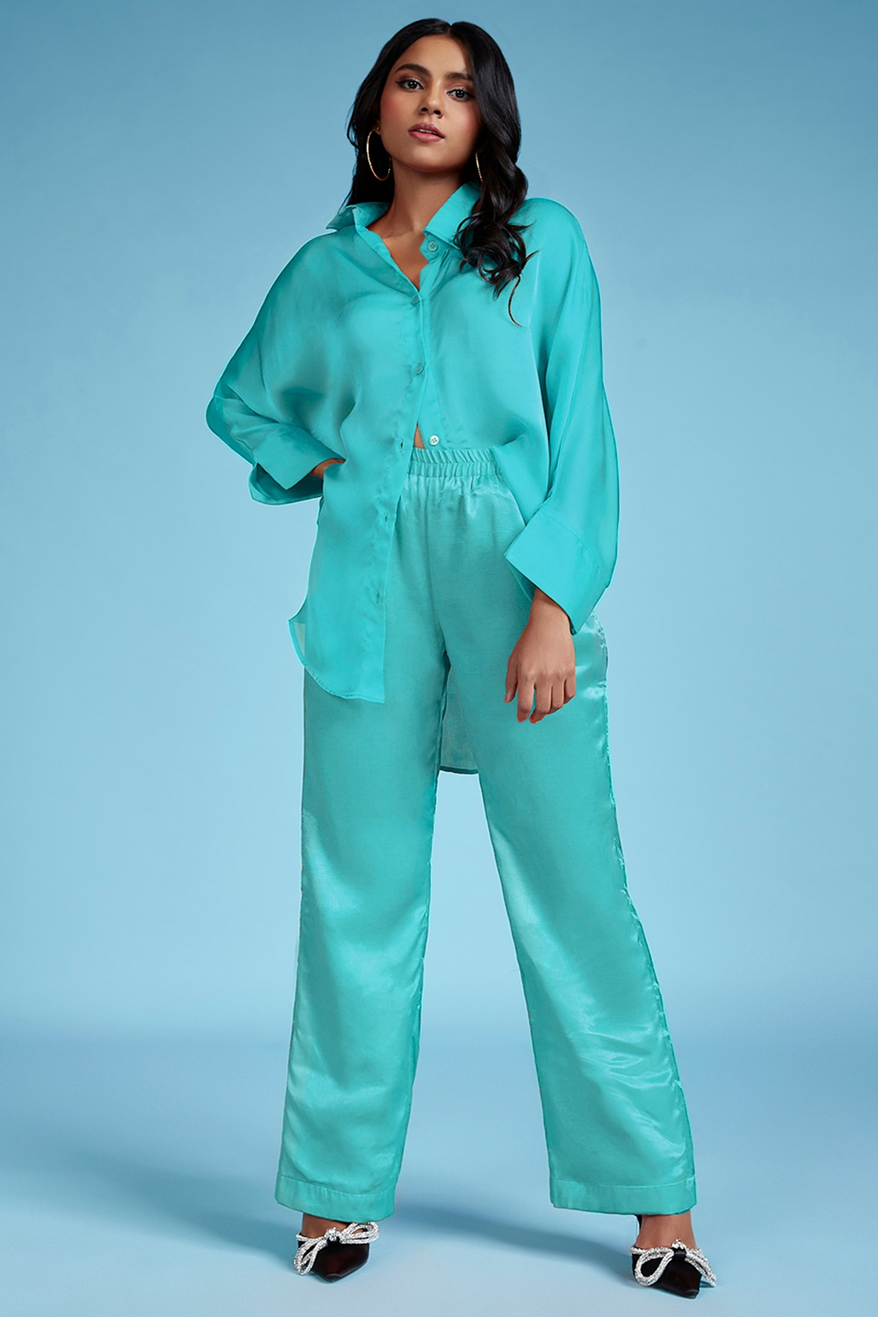 Blue Silk Co-Ord Set by Moihno at Pernia's Pop Up Shop 2025