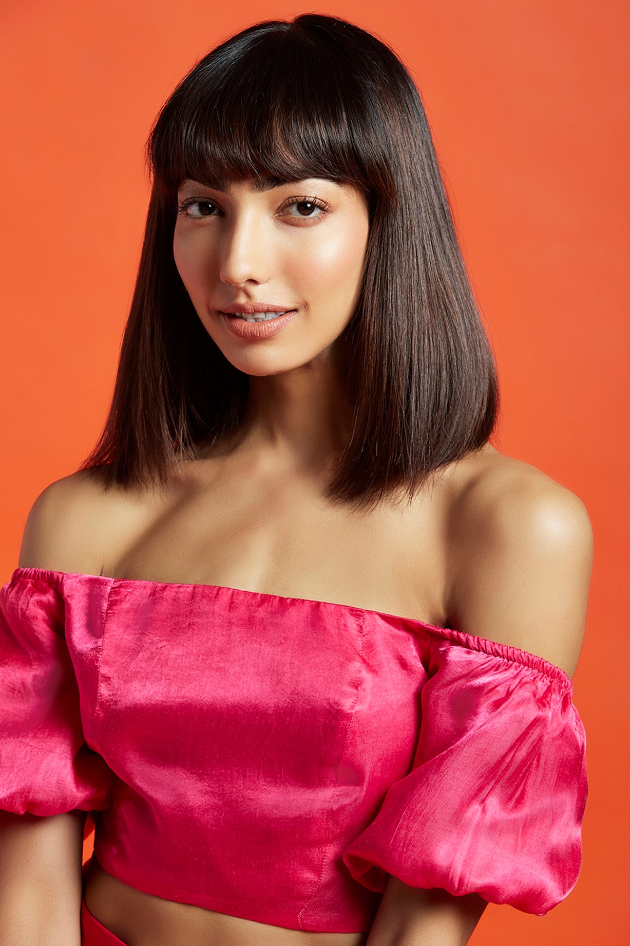 Fuchsia Pink Silk Off-Shoulder Crop Top by Moihno at Pernia's Pop Up ...