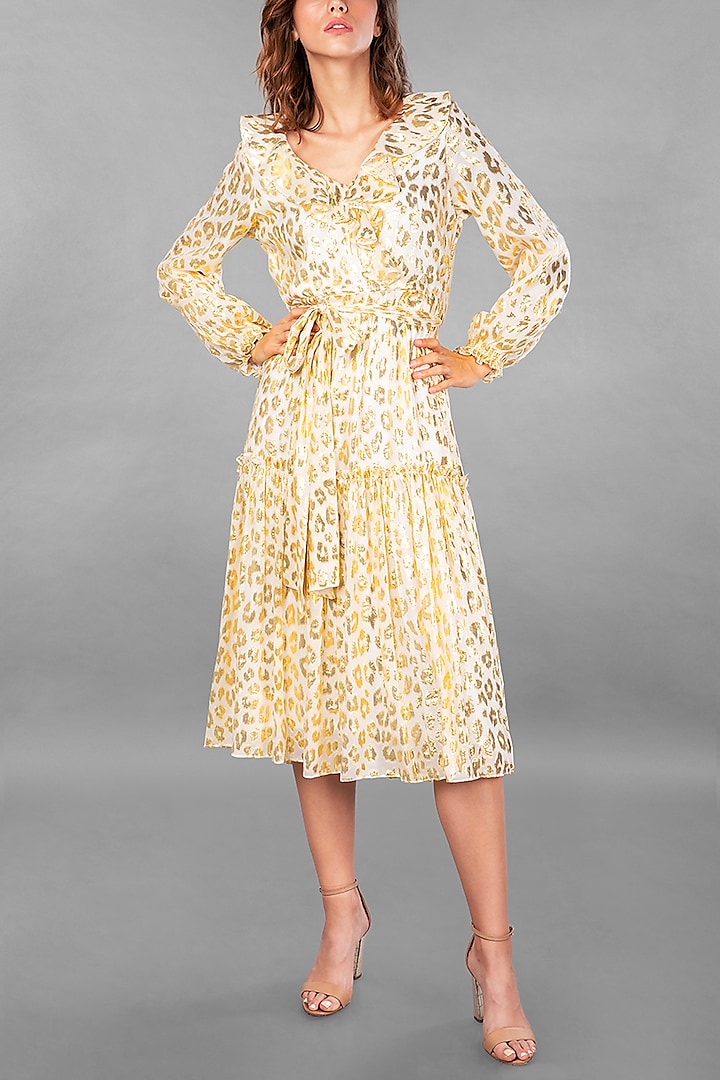 White Wrap Printed Dress Design by MXS - Monisha Jaising X Shweta ...