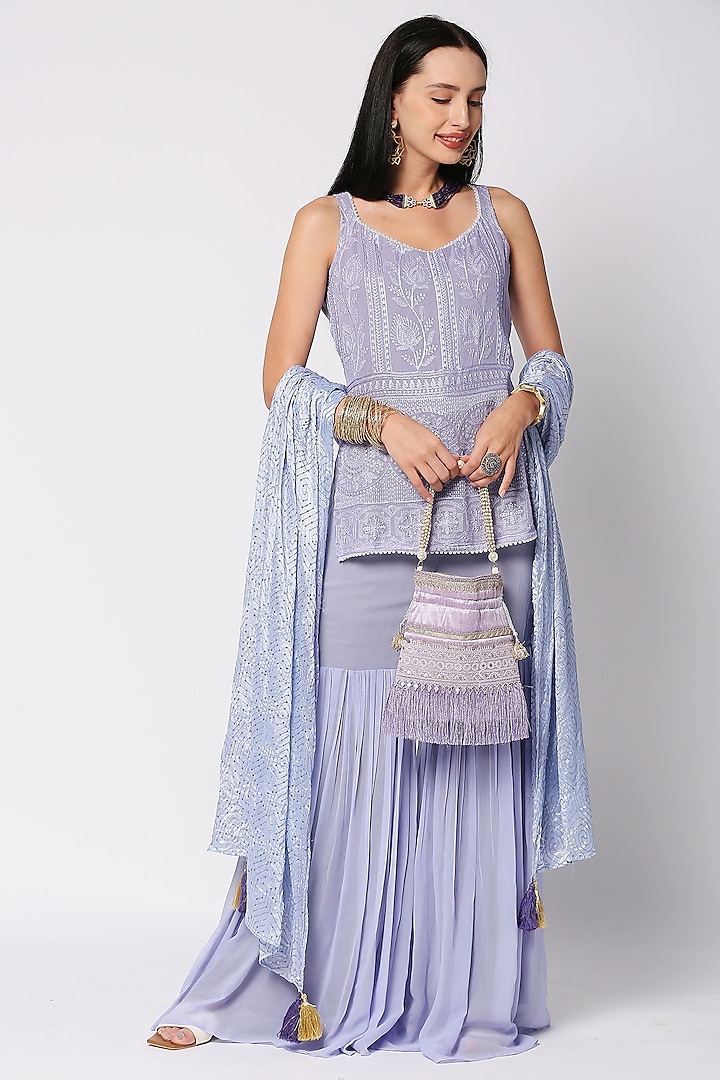 Purple Sharara Set With Embroidery by Monk & Mei at Pernia's Pop Up ...