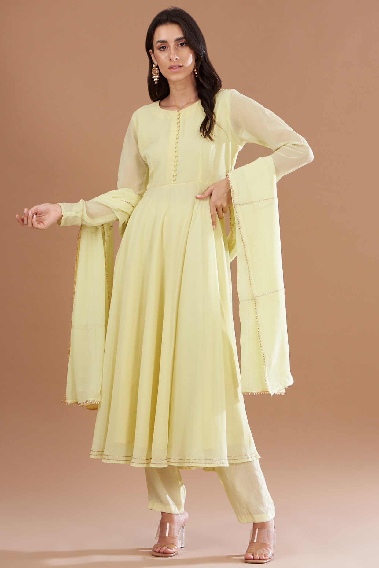 Patel Yellow Georgette Embellished Anarkali Set by House Of Jamoti at ...