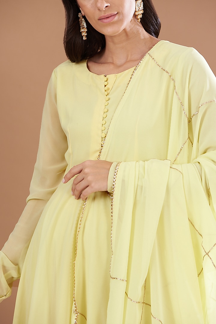 Patel Yellow Georgette Embellished Anarkali Set by House Of Jamoti at ...