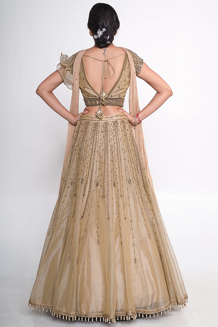 Gold Organza Wedding Lehenga Set by Merge Design at Pernia's Pop Up ...