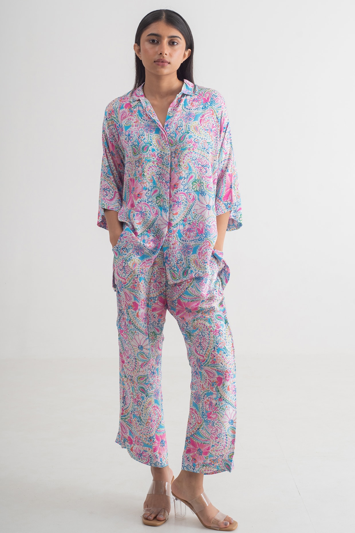Multi-Colored Modal Silk Doodle Digital Printed Pant Set by Merakus at ...