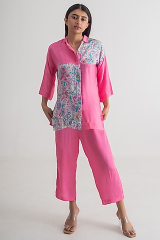 Pink Modal Silk Pant Set by Merakus at Pernia's Pop Up Shop 2025