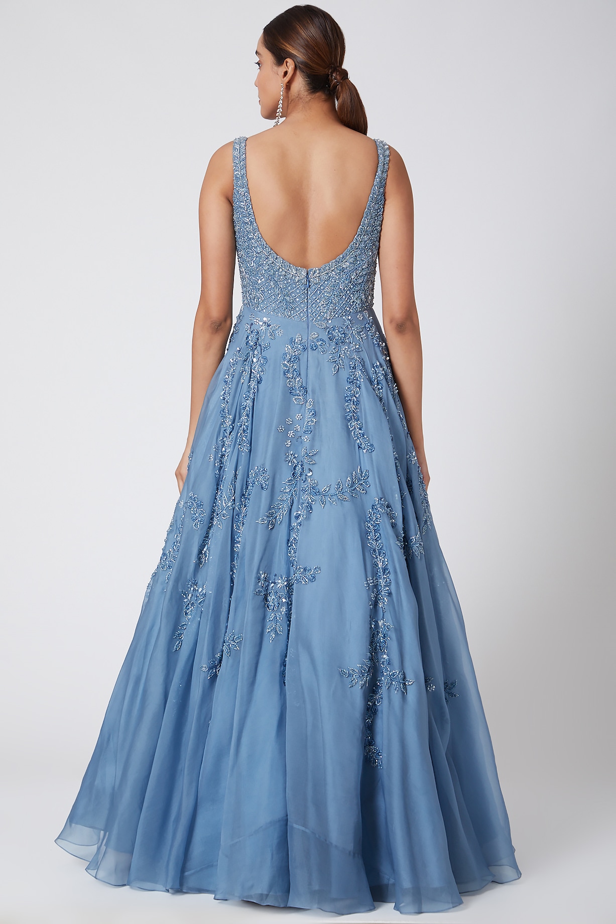 Smokey Blue Embroidered Gown by Mirroir at Pernia's Pop Up Shop 2024