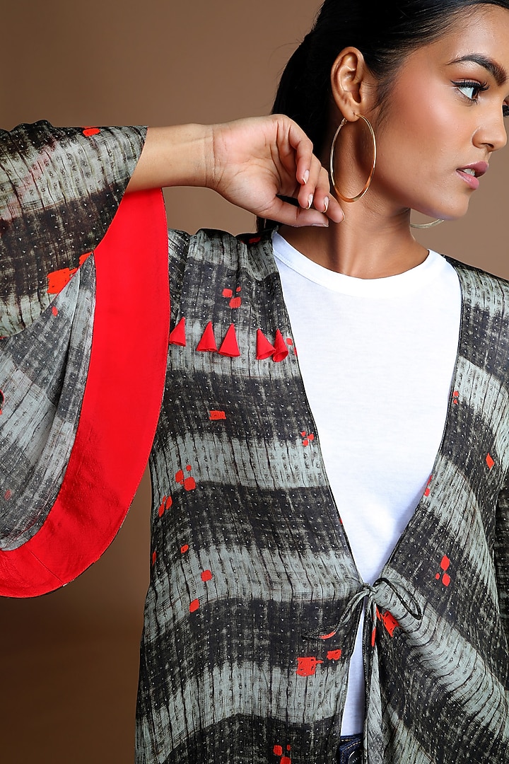 Brown Digital Printed High-Low Jacket by Masaba at Pernia's Pop Up Shop ...