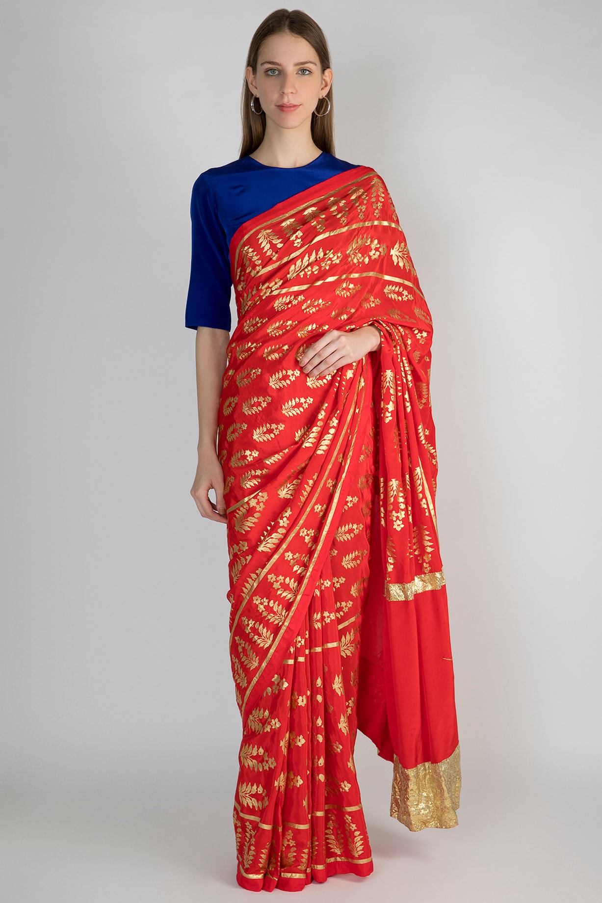 Red Printed Saree Set by Masaba at Pernia's Pop Up Shop 2025