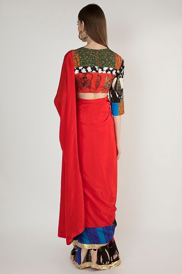 Red Embellished Saree Set by Masaba at Pernia's Pop Up Shop 2025