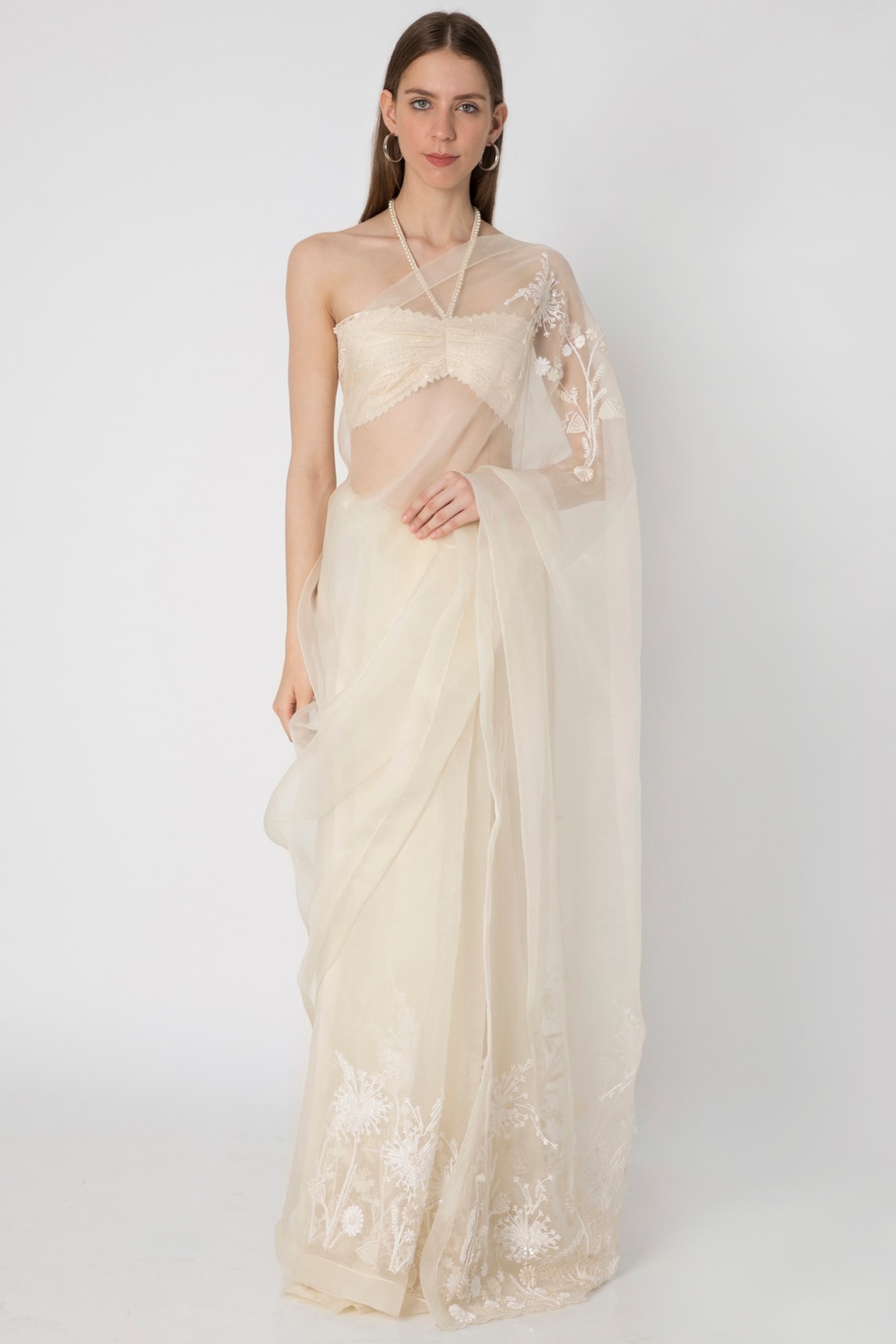 Ivory Embroidered Saree Set by Masaba at Pernia's Pop Up Shop 2025