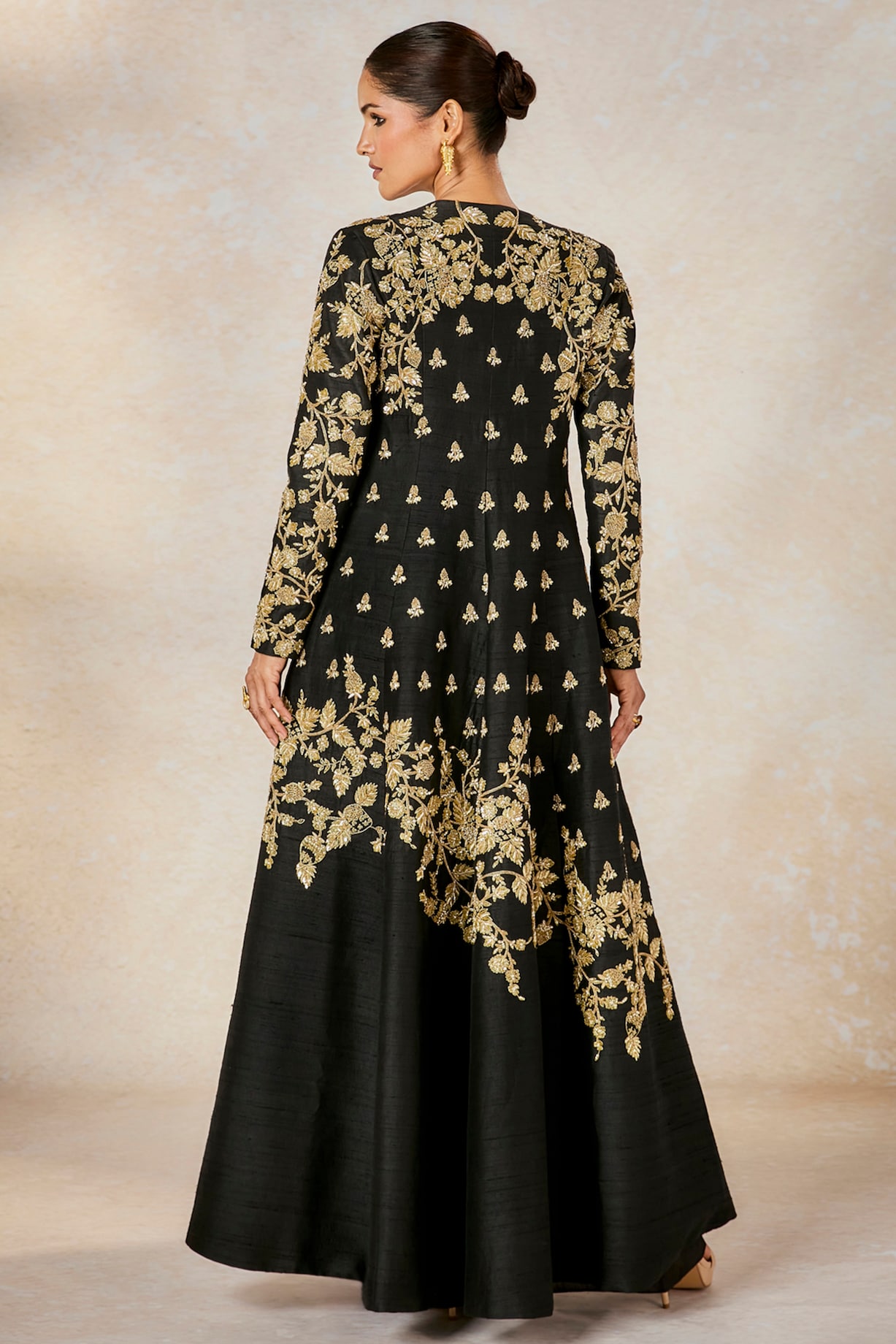 Black Raw Silk Zardosi & Moti Embroidered Jacket Set by Masaba at ...