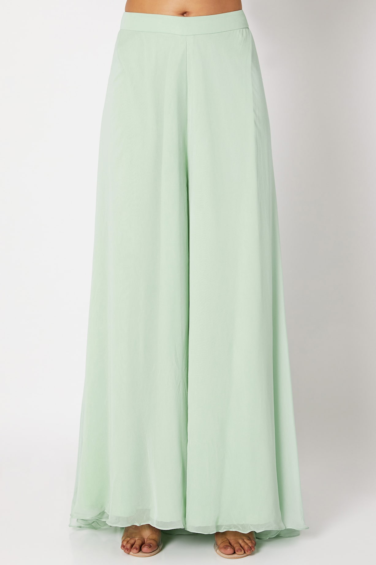 Mint Green Hand Embroidered Sharara Set by Premya by Manishii at Pernia ...