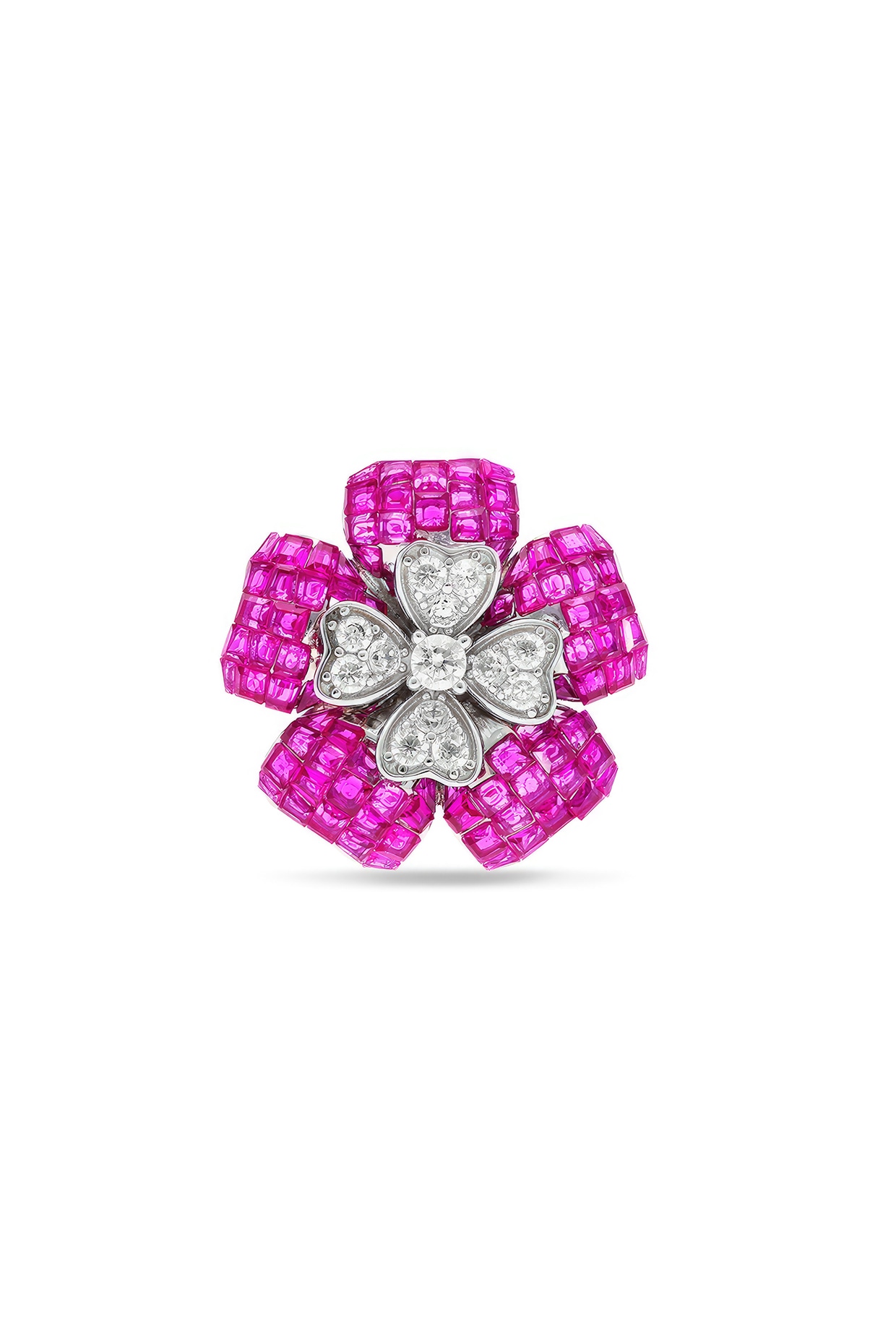 White Rhodium Finish Ruby Spinel Stone Ring In Sterling Silver by MISS ...