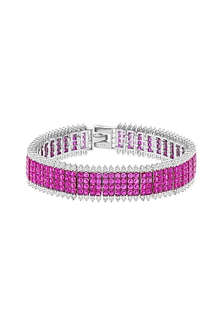White Rhodium Finish Ruby Spinel Stone Tennis Bracelet In Sterling ...
