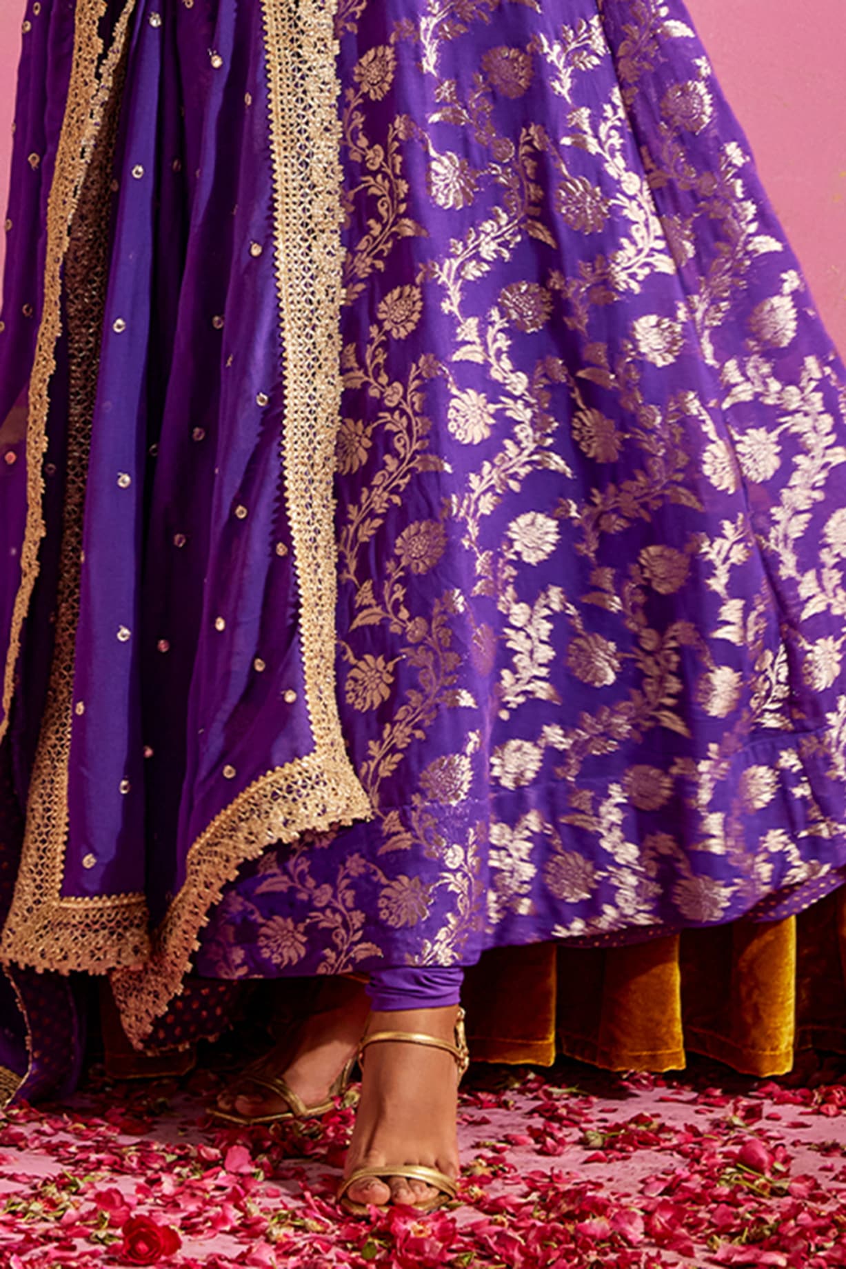 Purple Banarasi Anarkali Set by Mustard Moon by Neyha and Vrinda at ...