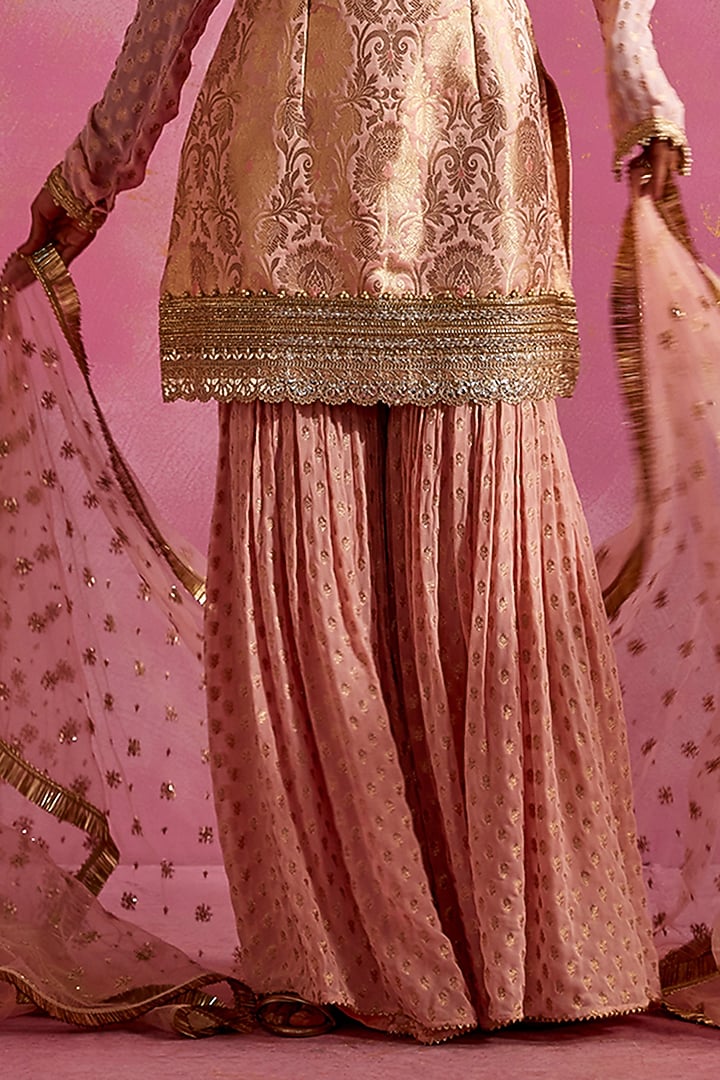 Blush Pink Lurex Dobby Sharara Set by Mustard Moon by Neyha and Vrinda ...