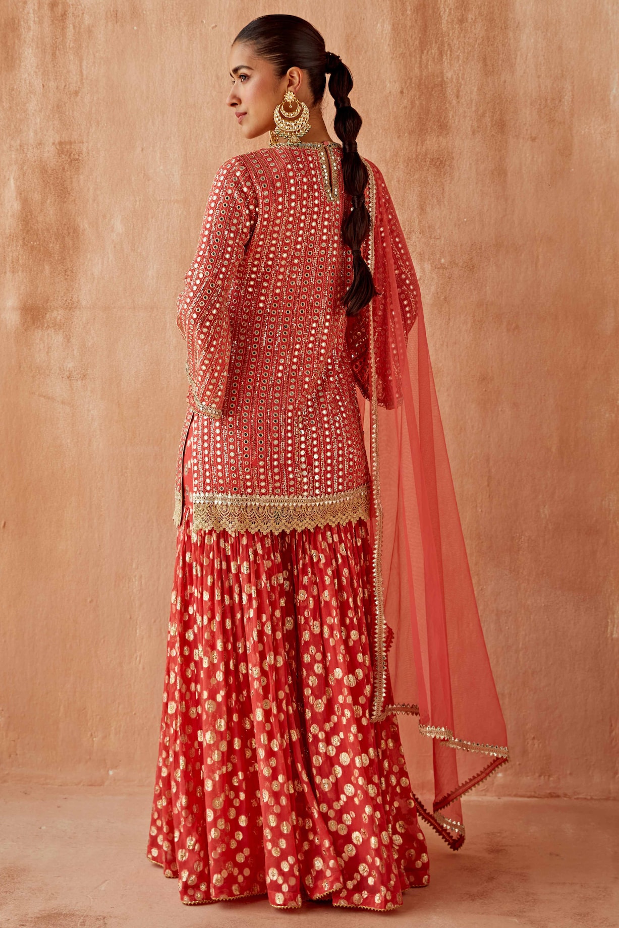 Coral Gold Lurex Sharara Set by Mustard Moon by Neyha and Vrinda at ...