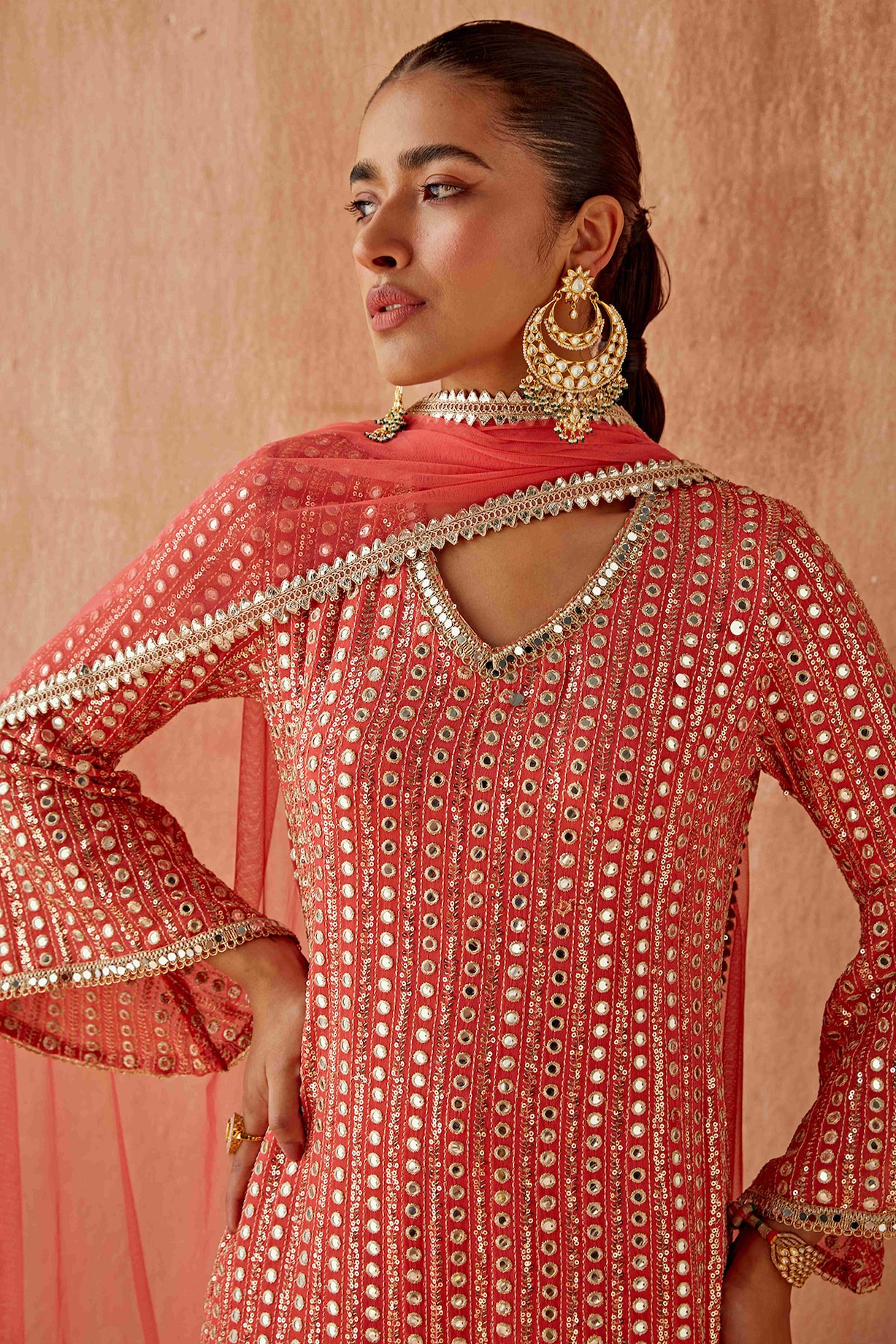 Coral Gold Lurex Sharara Set by Mustard Moon by Neyha and Vrinda at ...