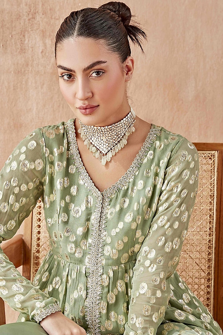 Sage Green Georgette Kurta Set by Mustard Moon by Neyha and Vrinda at ...