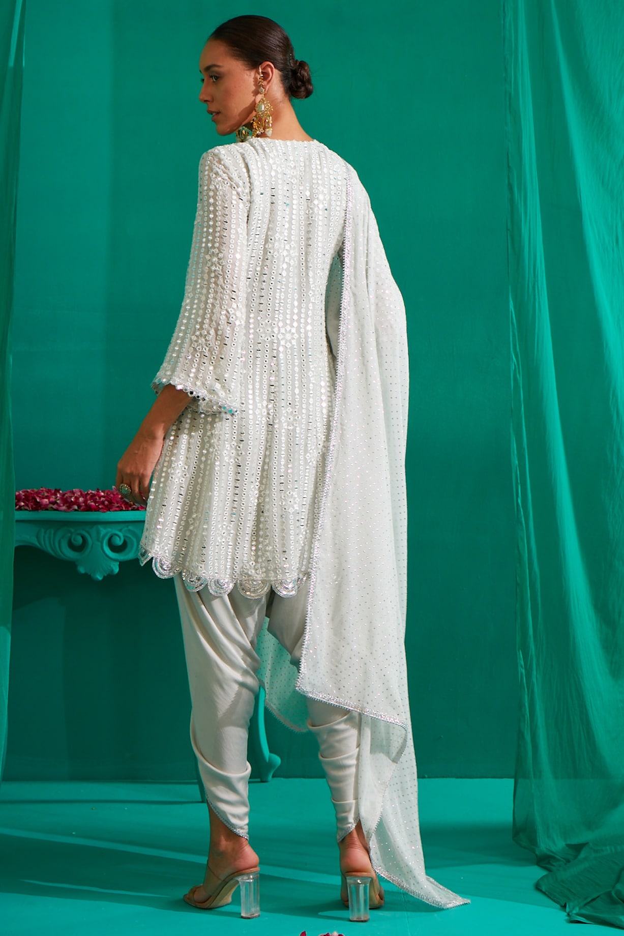 Ice Blue Georgette Kurta Set by Mustard Moon by Neyha and Vrinda at ...