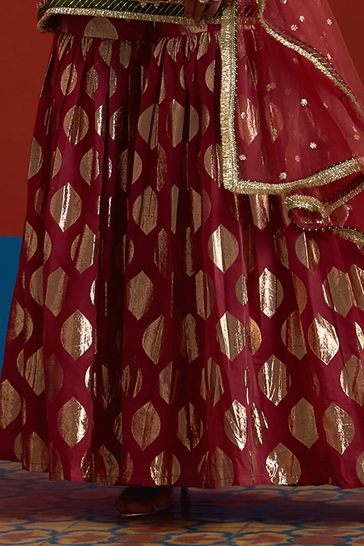 Deep Wine Banarasi Chanderi Party Wear Sharara Set by Mustard Moon by ...
