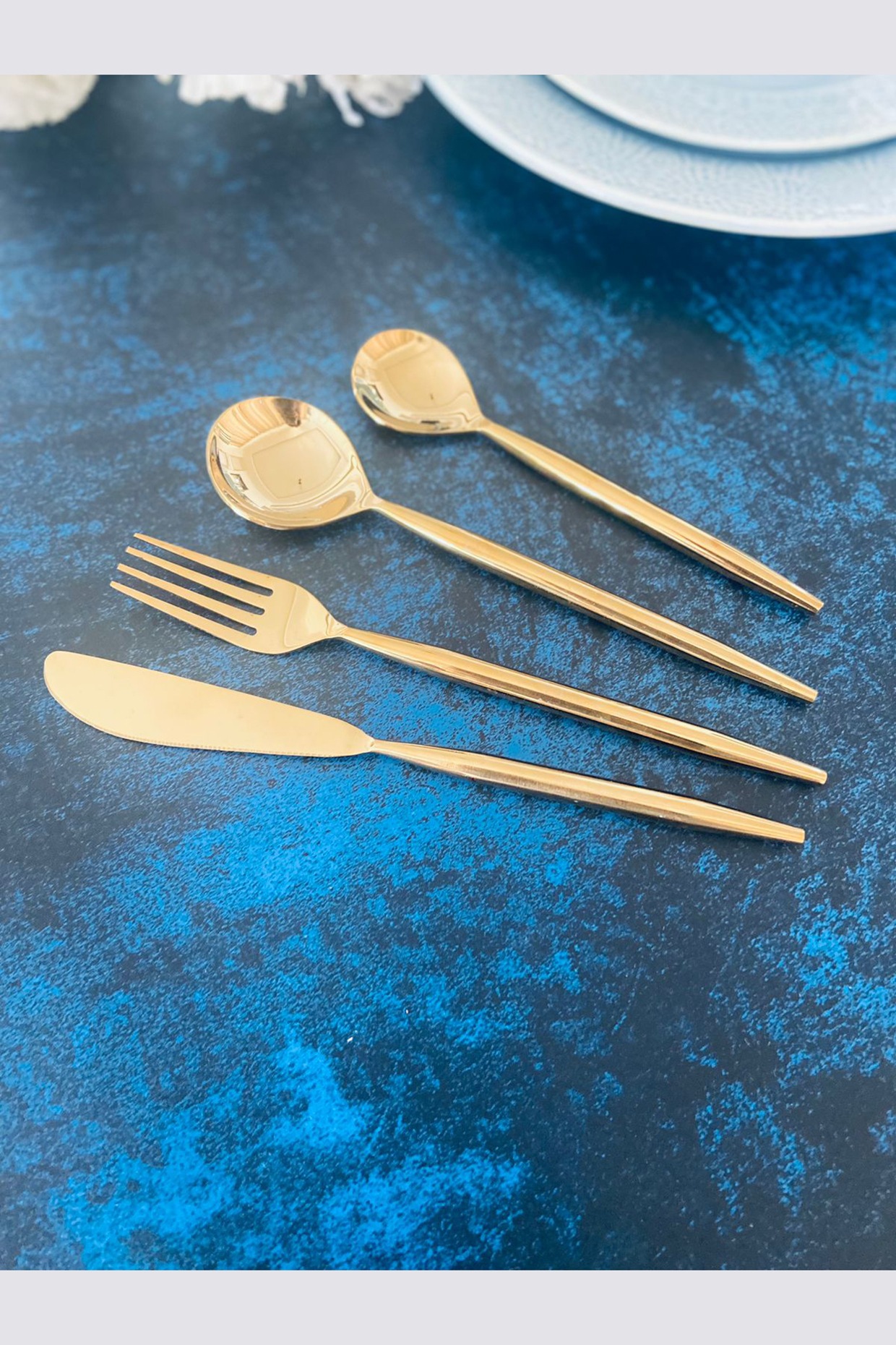 Gold Stainless Steel Hammered Cutlery Set by MW- Not Just Home at ...