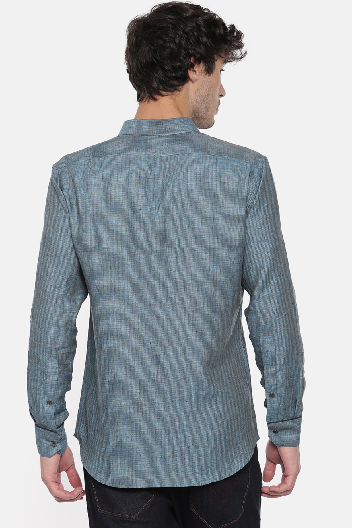 Cobalt Blue Linen Shirt by Mayank Modi at Pernia's Pop Up Shop 2025