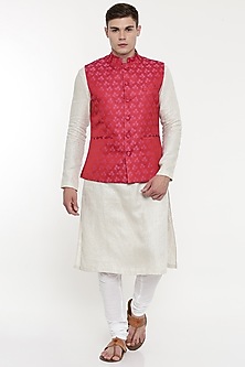 Reddish Pink Modi Jacket Design by Mayank Modi at Pernia's Pop Up Shop 2024