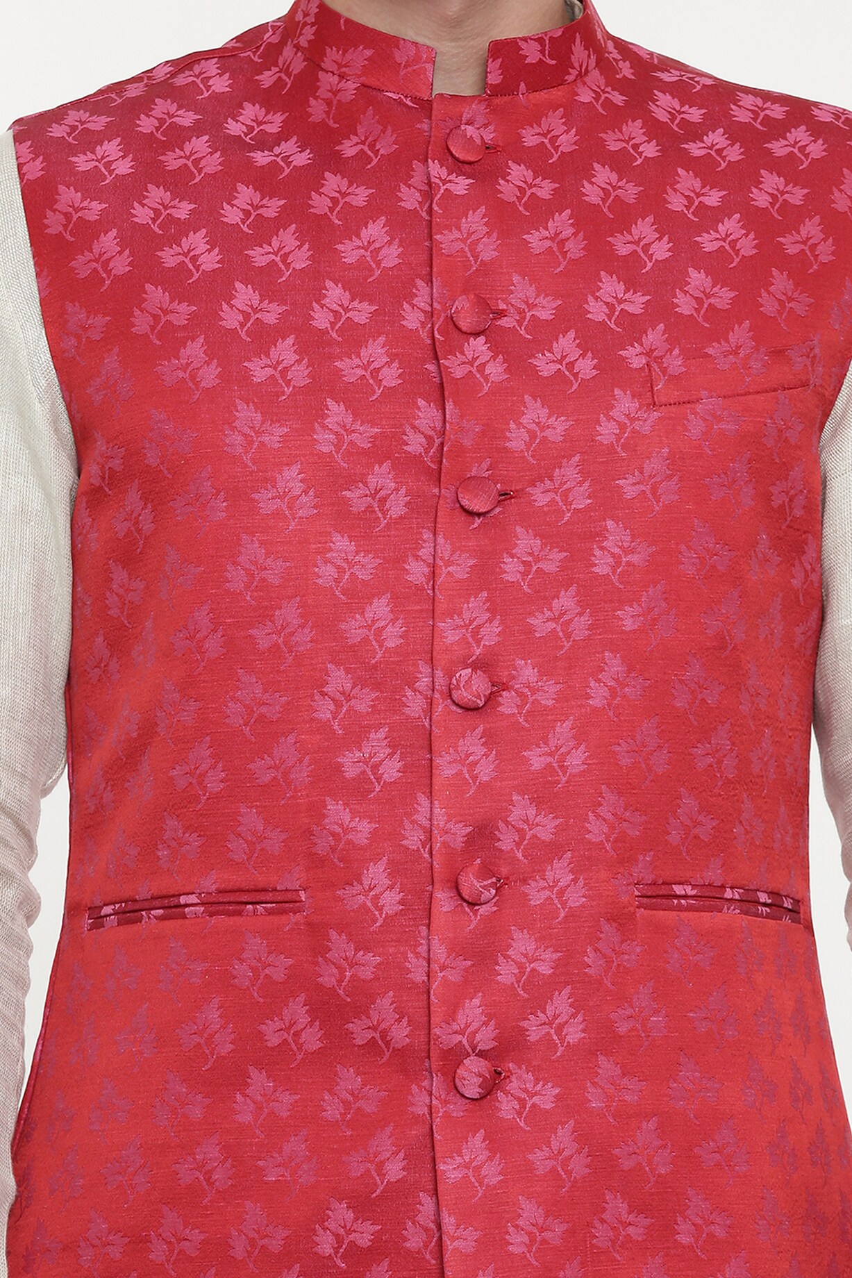 Reddish Pink Modi Jacket by Mayank Modi at Pernia's Pop Up Shop 2025