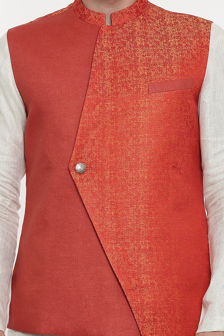 Orange Asymmetric Modi Jacket by Mayank Modi at Pernia's Pop Up Shop 2025